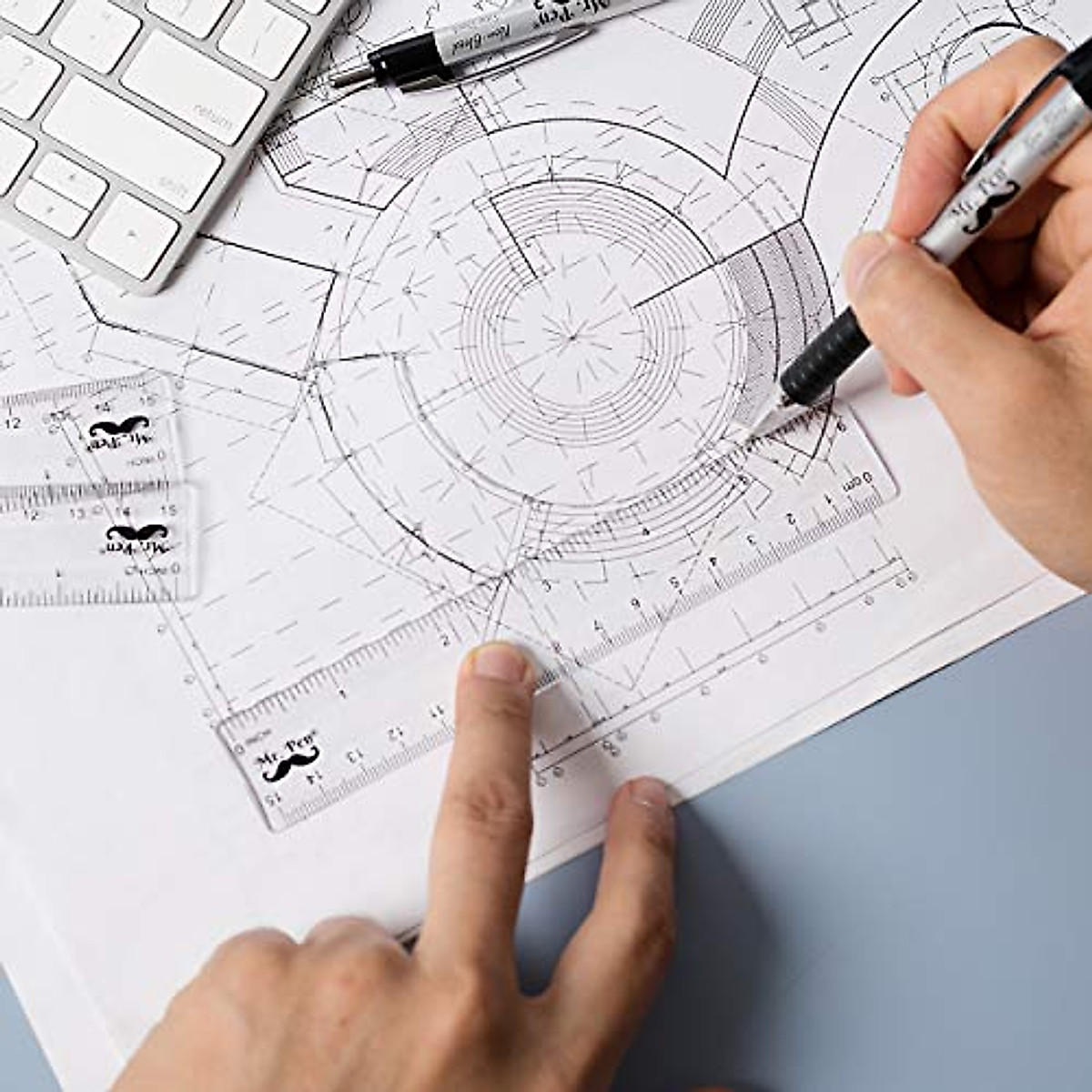 Mr. Pen- Ruler, 6 inch Ruler, Pack of 3, Clear Ruler, Plastic Ruler, Drafting Tools, Rulers for Kids, Measuring Tools, Ruler Set, Ruler inches and Centimeters, Transparent Ruler, Small Ruler