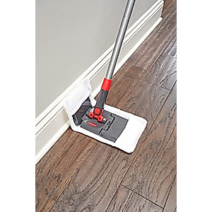Rubbermaid Microfiber Flat Spin Mop Floor Cleaning System with Wringer Bucket, Red, Flat Floor Mop for Hardwood/Laminate/Vinyl/Tile/Stone Floors
