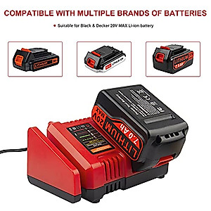 Super Fast 20V Charger for Black+Decker Tools 20V MAX Lithium Battery Charger, (BDCAC202B), LBXR20, LBXR2020, LBXR2020-OPE, LBX4020, LB2X4020, LB2X4020-OPE, LB20, LBX20, LBXR2520