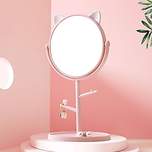 Nonebranded Desk Mirror for Makeup&Freestanding Pink Mirror, Folding Design for Tabletop
