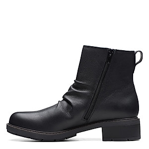 Clarks Women's Hearth Rose Mid Calf Boot, Black Leather, 10 Wide