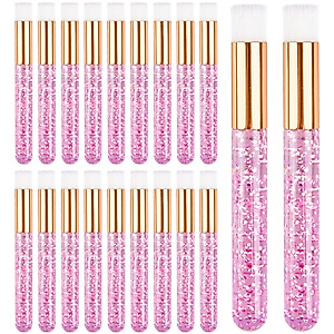 TUZAZO 20 Pieces Pink Lash Shampoo Brushes - Glitter Crystal Eyelash Extension Cleanser Brushes - Nose Pore Deep Cleaning Brush for Blackhead Removing Facial Cleansing (Pink)