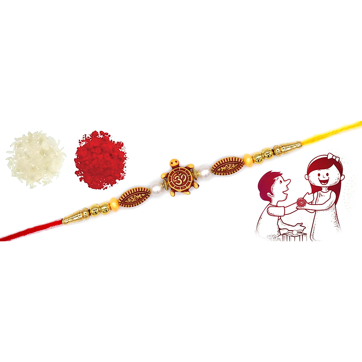 Indian Art Set of 4 Rakhi For Brother and Bhabhi Set Bro Rakhi With Cotton Thread Gift This Rakhi to Brother / Bracelets Rakhi Set /