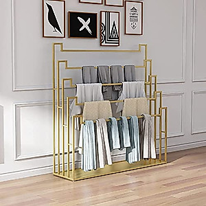 Floor Standing Scarf Display Stand, Metal Freestanding Scarf Holder Organizer, Closet Rods for Hanging Clothes, Towel Rack for Commercial Clothing Retail Store Sheets Belt Suit Pants Hanging Rack