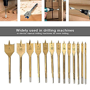 Spade Drill Bit, 13PCs Spade Drill Bit Set 6 to 25MM 1/4Inch Hex Shank for Woodworking Drilling Machines