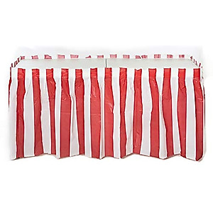 Oojami 4 Pack Red & White Striped Table Skirt Carnival Circus Decorations