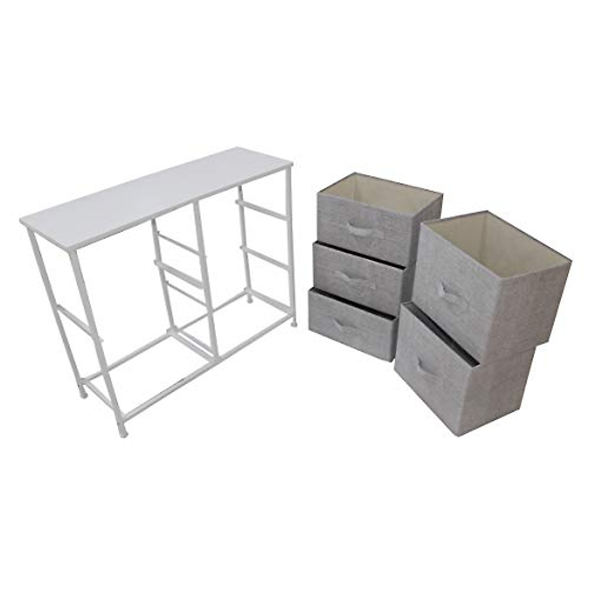 Sorbus Dresser with 5 Drawers - Furniture Storage Tower Unit for Bedroom, Hallway, Closet, Office Organization - Steel Frame, Wood Top, Easy Pull Fabric Bins (White/Gray)