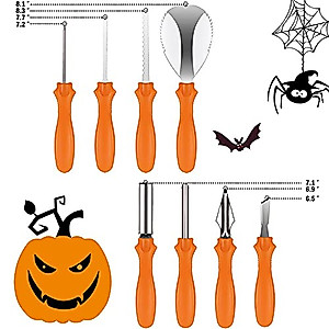 Pumpkin Carving Kit Tools，Halloween Pumpkin Decorating Kit Carving Knife - 8PCS Pumpkin Sculpting Tools Professional Stainless Steel Heavy Duty Knife Pumpkin Carving Sets