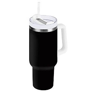 MCHIVER Black Tumbler with Lid and Straw 40 oz Insulated Water Bottle Leakproof Tumblers for Water Tea Coffee