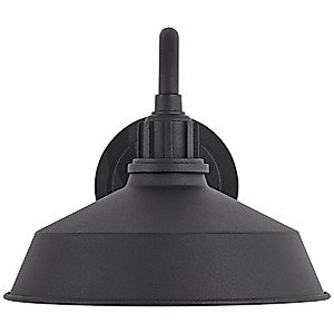 Franklin Iron Works Arnett Rustic Urban Barn Outdoor Wall Light Fixture Smooth Black Aluminum 10 1/2" Gooseneck Arm for Exterior House Porch Patio Outside Deck Garage Yard Front Door Garden Home