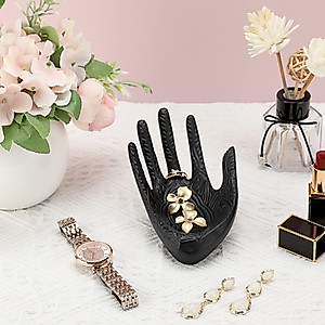 ELLDOO Buddha Hand Jewelry Tray Rings Holder Jewelry Display Hand jewelry Holder Trinket Dish Storage Decoration, Black