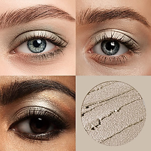 Cream Single Eyeshadow Stick with Blending Brush, Hypoallergenic Eye Shadow Stick Makeup, Pro Waterproof & Long Lasting Eye Brightener Stick, Eyeshadow Pencil Crayon Shimmer #06