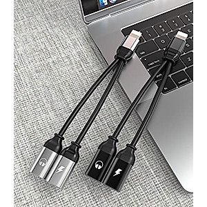 Headphone Adapter for iPhone Dual Lightning(2pack) Adaptador para Apple Splitter Audio and Charge Cord Charger Earphone 2 in 1 Dongle Jack Earbud Cable Phone 13 12 11 Pro Max Mini Xs Se 7 X Xr 8 Plus