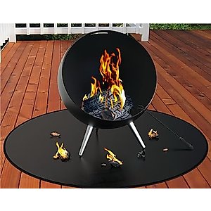RUNZI 32" Under Grill Mat for Outdoor Grill,Double-Sided Fireproof Mat for Under fire Pit, Oil-Proof & Waterproof BBQ Protector for Decks and Patios