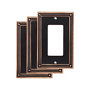 Franklin Brass Classic Beaded (3-Pack) Decorative Light Switch Cover Bronze w/Copper Highlights Lights 1-Gang Decorator/Rocker Wall Plate Single Switch Plate Cover Electric Outlet Covers W35060M-VBC-C