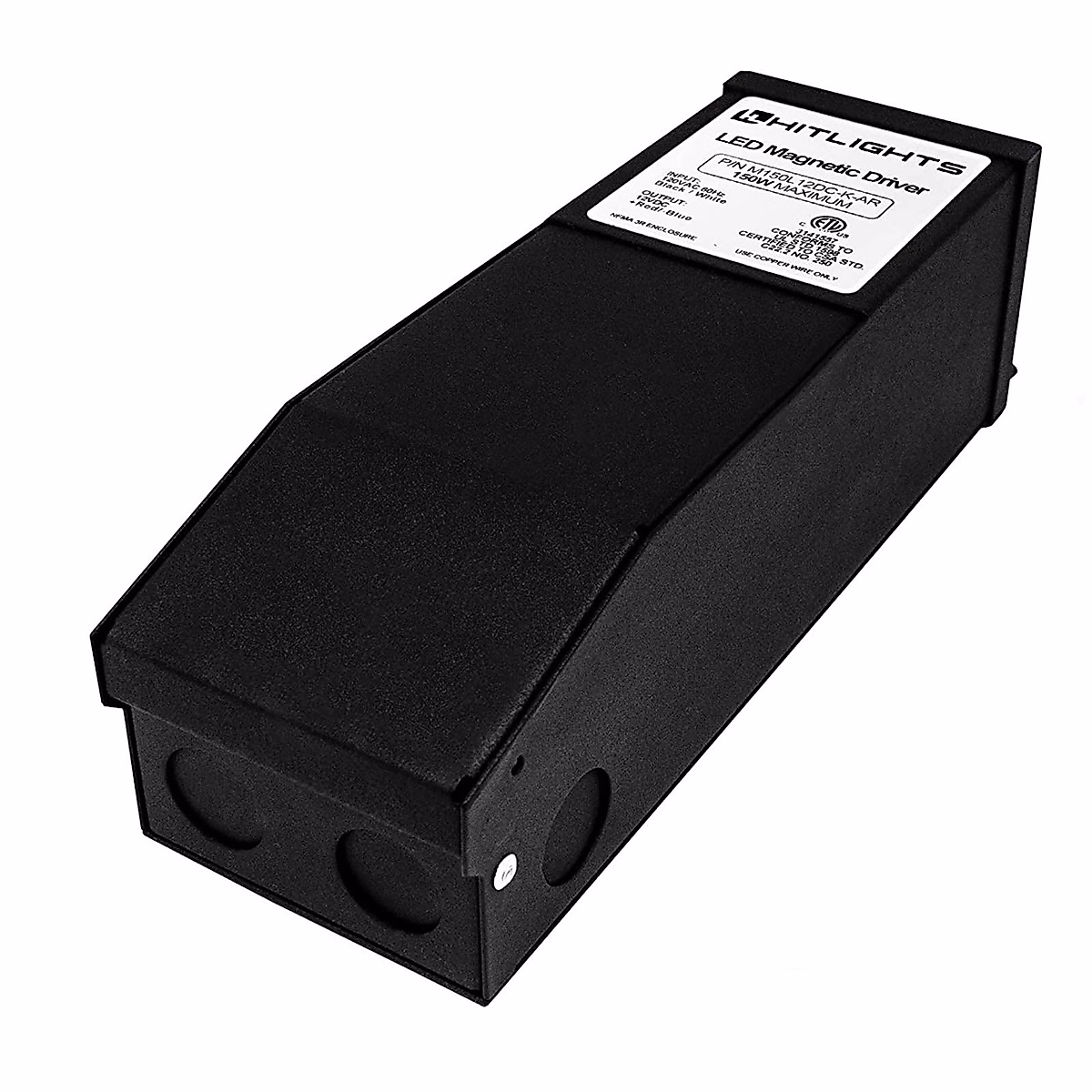 HitLights Dimmable LED Driver Transformer 12V 150W, Magnetic Power Supply 120VAC to 12VDC, Compatible with Lutron and Leviton Dimmers, for LED Strip Light, Kitchen, Cabinet, Class2, ETL Listed