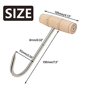 Bonsicoky 2PCS Meat Hooks for Butchering, 7 Inch Stainless Steel T Shaped Butcher Hooks for Butcher Shop, Fish Shop, Roast Duck Restaurant