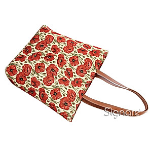 Signare Tapestry Shoulder Bag Tote Bag for Women with Poppy Flower Design (SHOU-POP)