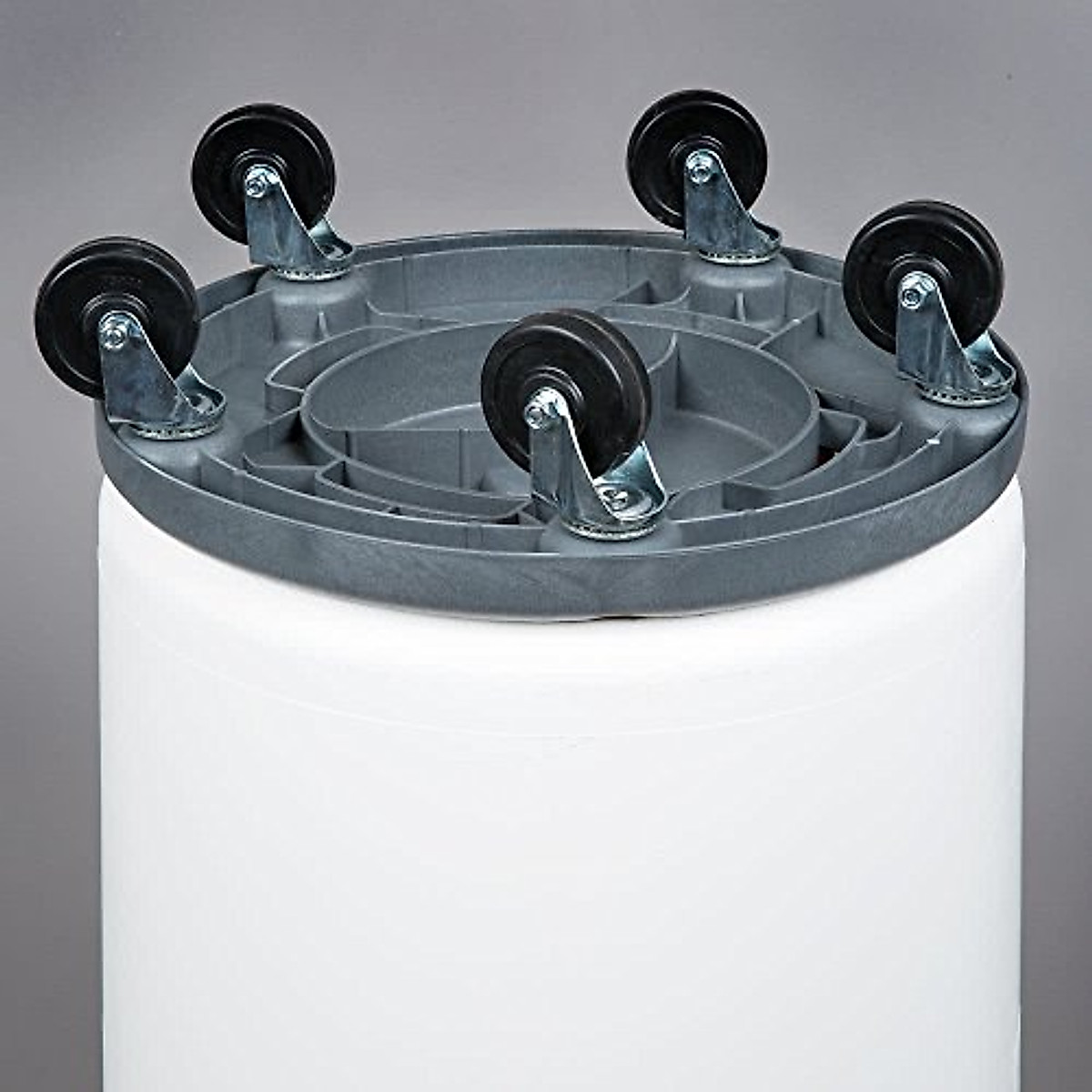 TableTop King 27432IBKIT 32 Gallon White Ingredient Bin/Trash Can, Lid, and Dolly Kit