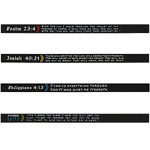 kilofly 4pcs Christian Religious Scripture Bible Verse Rubber Bracelet Wristband