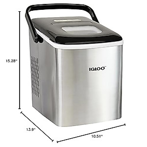 Igloo Automatic Self-Cleaning Portable Electric Countertop Ice Maker Machine With Handle, 26 Pounds in 24 Hours, 9 Ice Cubes Ready in 7 minutes, With Ice Scoop and Basket, Stainless Steel