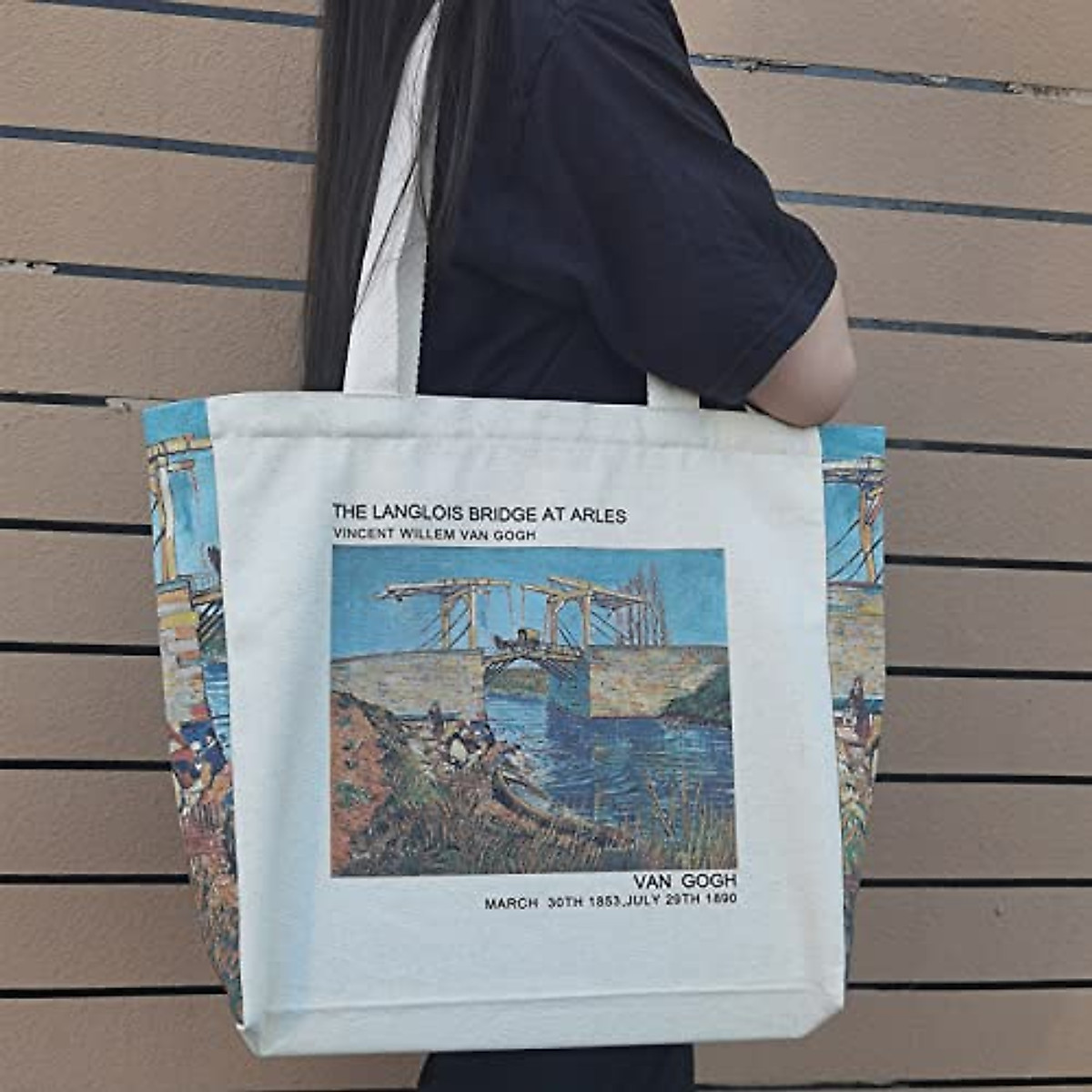 BROADREAM Canvas Tote Bag Aesthetic - Zippered Book Tote Bag with Interior Pocket by Cute Shoulder Tote Bags for Women Shopping & Travel - Best Gift for Teacher Mom Friendship Wife Classmate Birthday