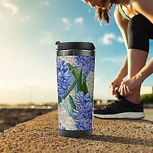 Hyacinth Flowers Travel Coffee Mug Reusable Insulated Drinking Cup with Lid for Home Outdoor Works 13 Oz