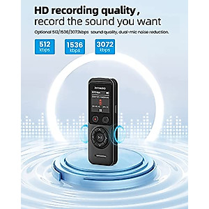 ZOOAOXO 64GB Digital Voice Recorder, Bluetooth Voice Recorder, Dual Microphone, 3072 kbps HD, A-B Repeat, Recording Monitoring, Noise Reduction, Voice Activated Recording