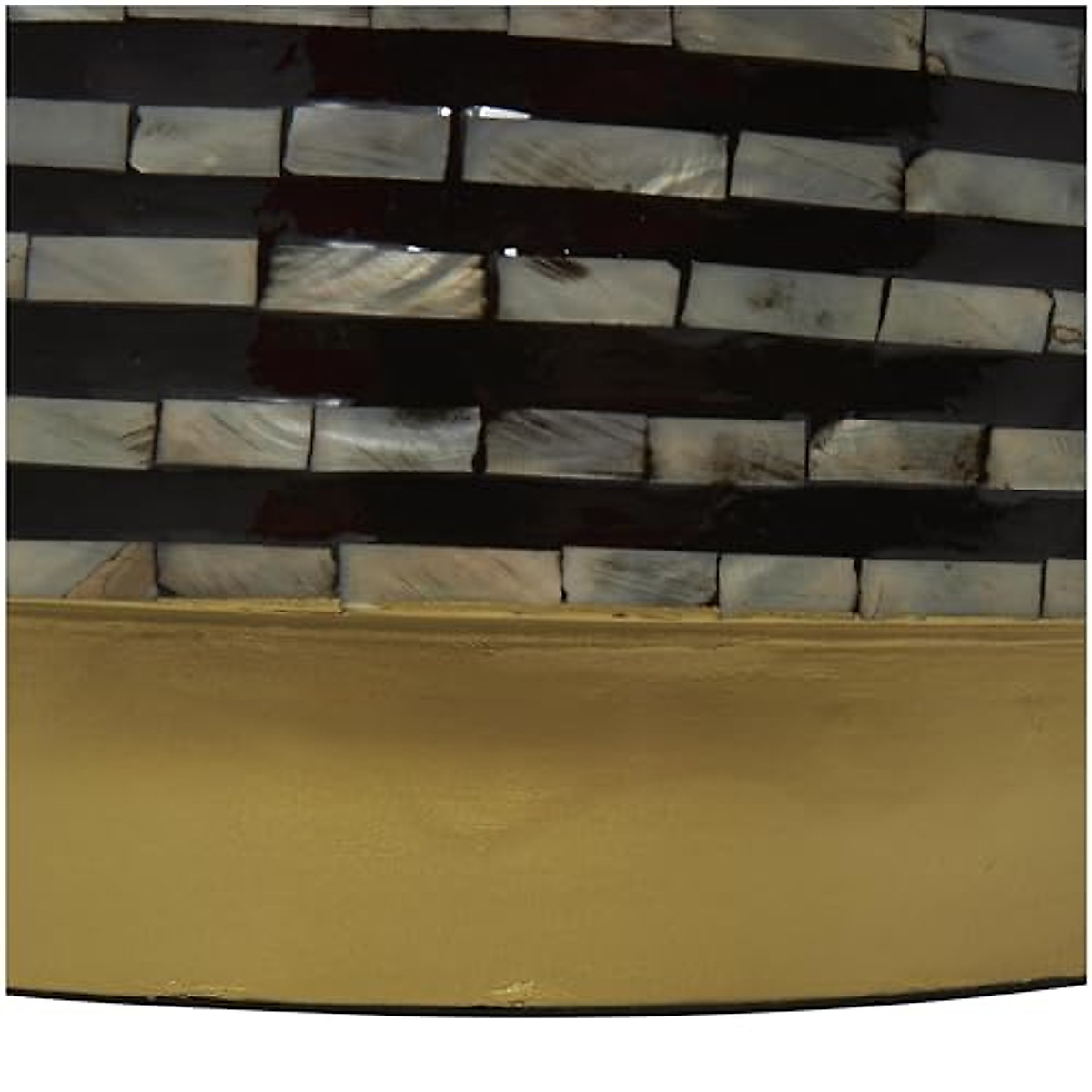Deco 79 Mother of Pearl Shell Geometric Drum Accent Table with Gold Base, 18" x 18" x 23", Black