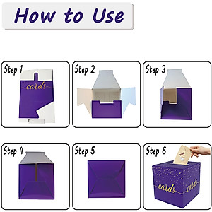 OLIVBIN Purple Card Box, Wedding Party Card Storage Box, Used for Birthday, Baby or Bride, Graduation Ceremony, Retirement Ceremony, Anniversary Decoration Party Supplies