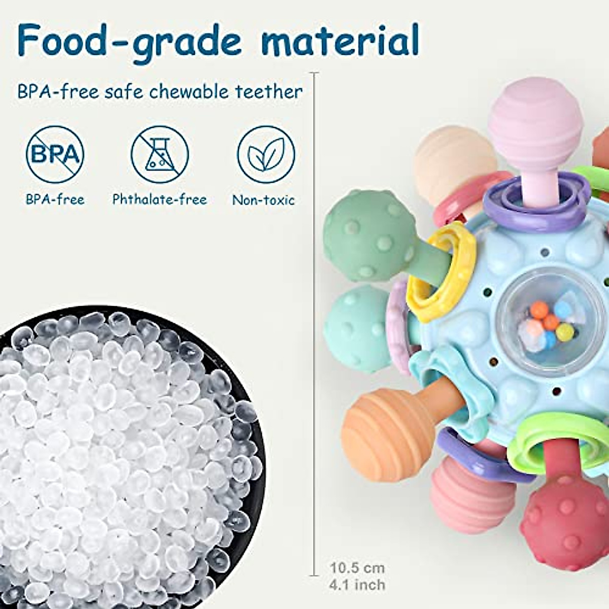 Baby Teething Toys - Infant Sensory Chew Rattles Toys - Newborn Montessori Learning Developmental Toy - Teethers for Babies 0 3 6 9 12 18 Months - Shower Gifts for 1 2 One Two Year Old Girls Boys