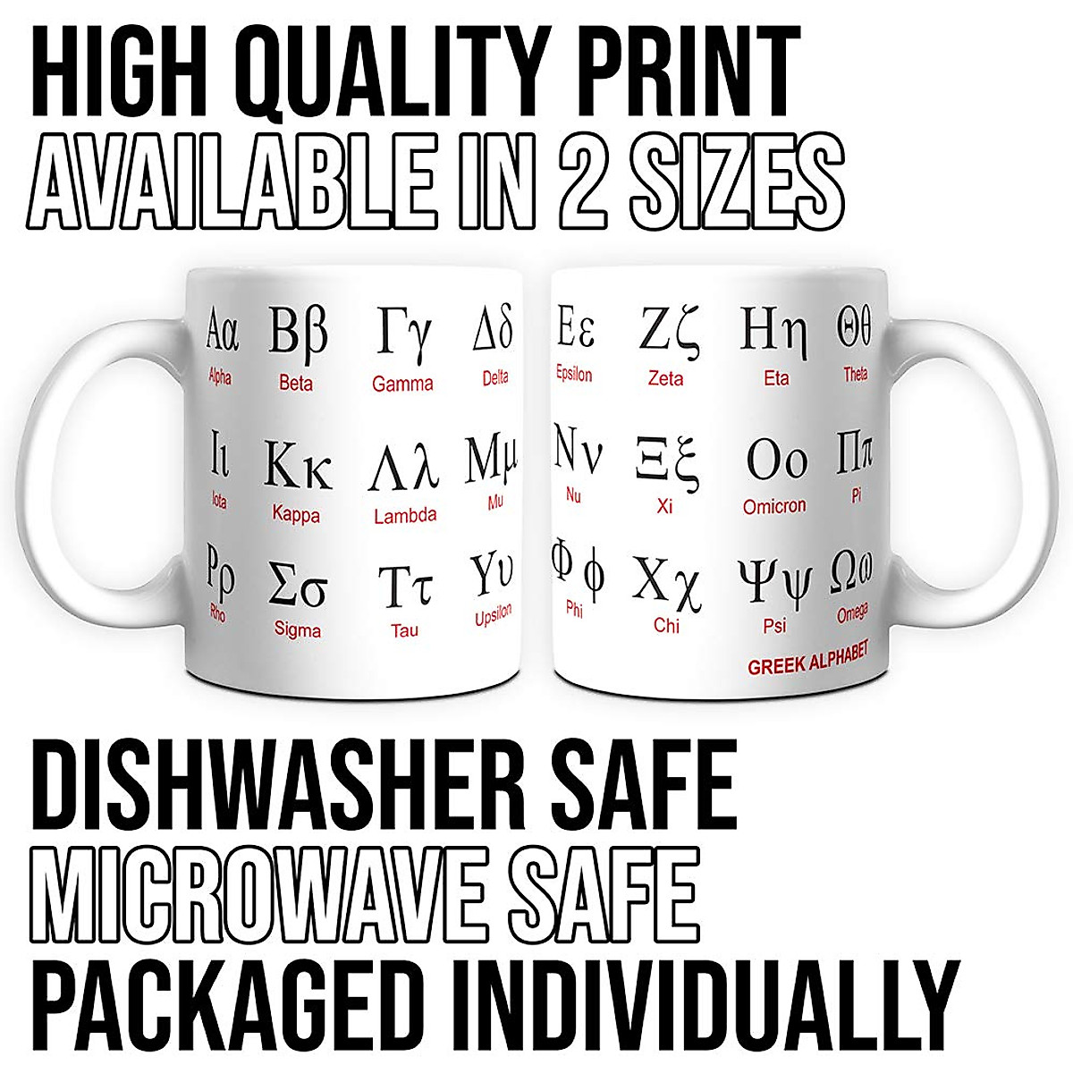 TWISTED ENVY Greek 24 Alphabet Educational 15 OZ Ceramic Mug for Coffee, Tea - Greek Letters Education Novelty Cup for Students, Teacher, Friends, Funny Gifts