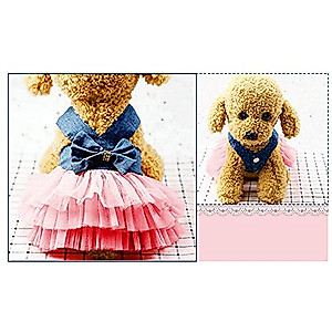 Girl Dog Clothes with Legs Dog Dresses Striped Puppy Princess Dress Mesh Bubble Princess Stripe Fashion Skirt Lace Pet Clothes