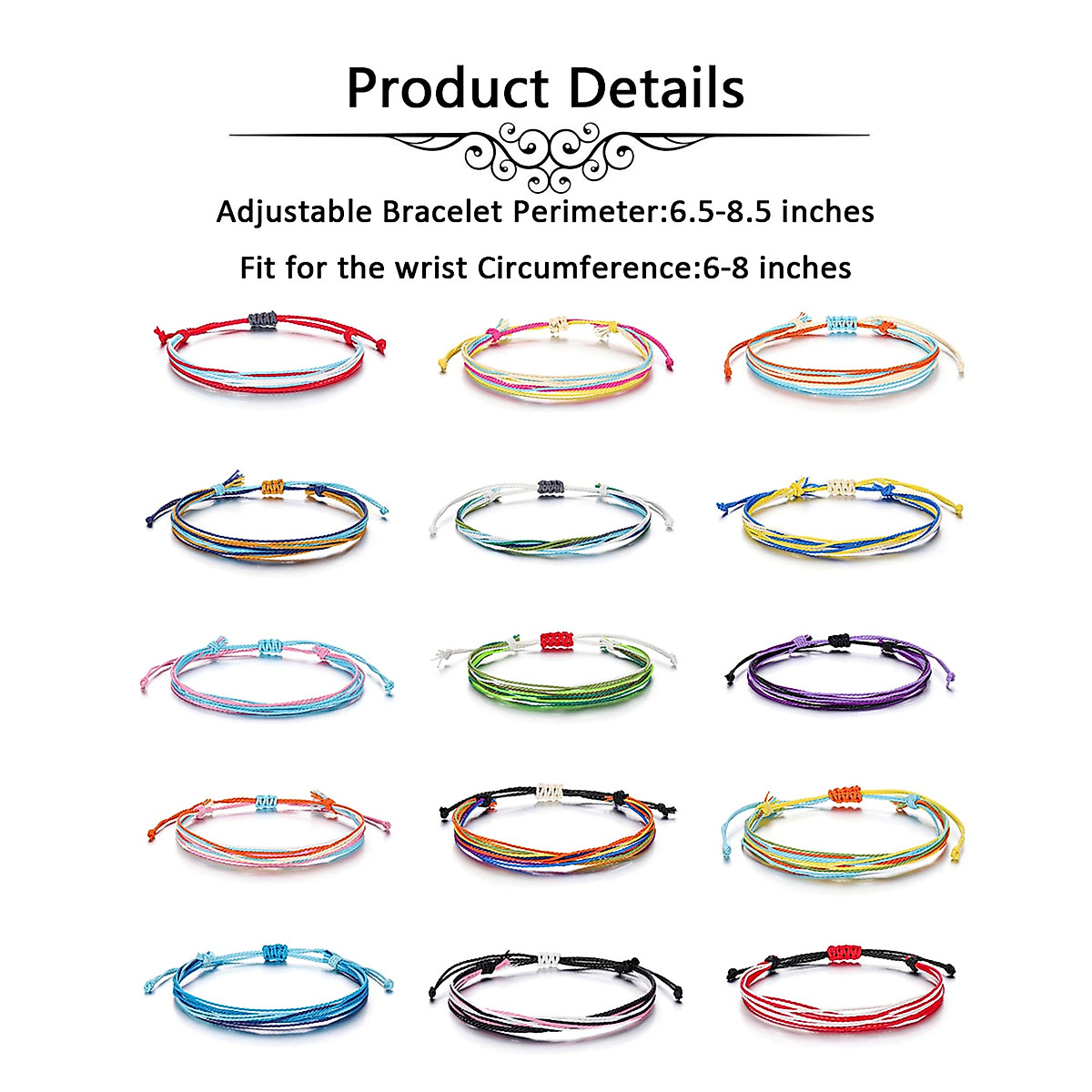 Jovivi 15 Pieces Surfer Wave Friendship Bracelets Set Handmade Waterproof Adjustable Braided Strand String Bracelets Anklets Boho Jewelry for Women