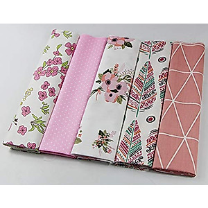 aufodara 5pcs Cotton Craft Fabric Bundles Patterns Textile Patchwork Tissue, Quilting Fabric, 19.7"x19.7" Pre-Cut Fabric Squares for DIY Crafts Sewing Quilting Scrapbooking (#-55-B)