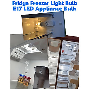 Xyanmc Fridge Freezer Light Bulb Replacement E17 LED Appliance Bulb 5W Equivalent 60W 5000K Daylight 650LM, E17 Intermediate Base Fridge Bulbs KEI D28M KEI D28A KEL2811 5304517886 Refrigerator 2PACK