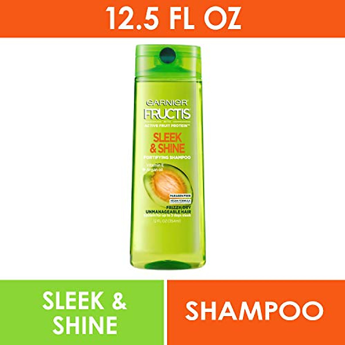 Garnier Fructis Sleek and Shine Shampoo for Frizzy Hair, 12.5 Ounce