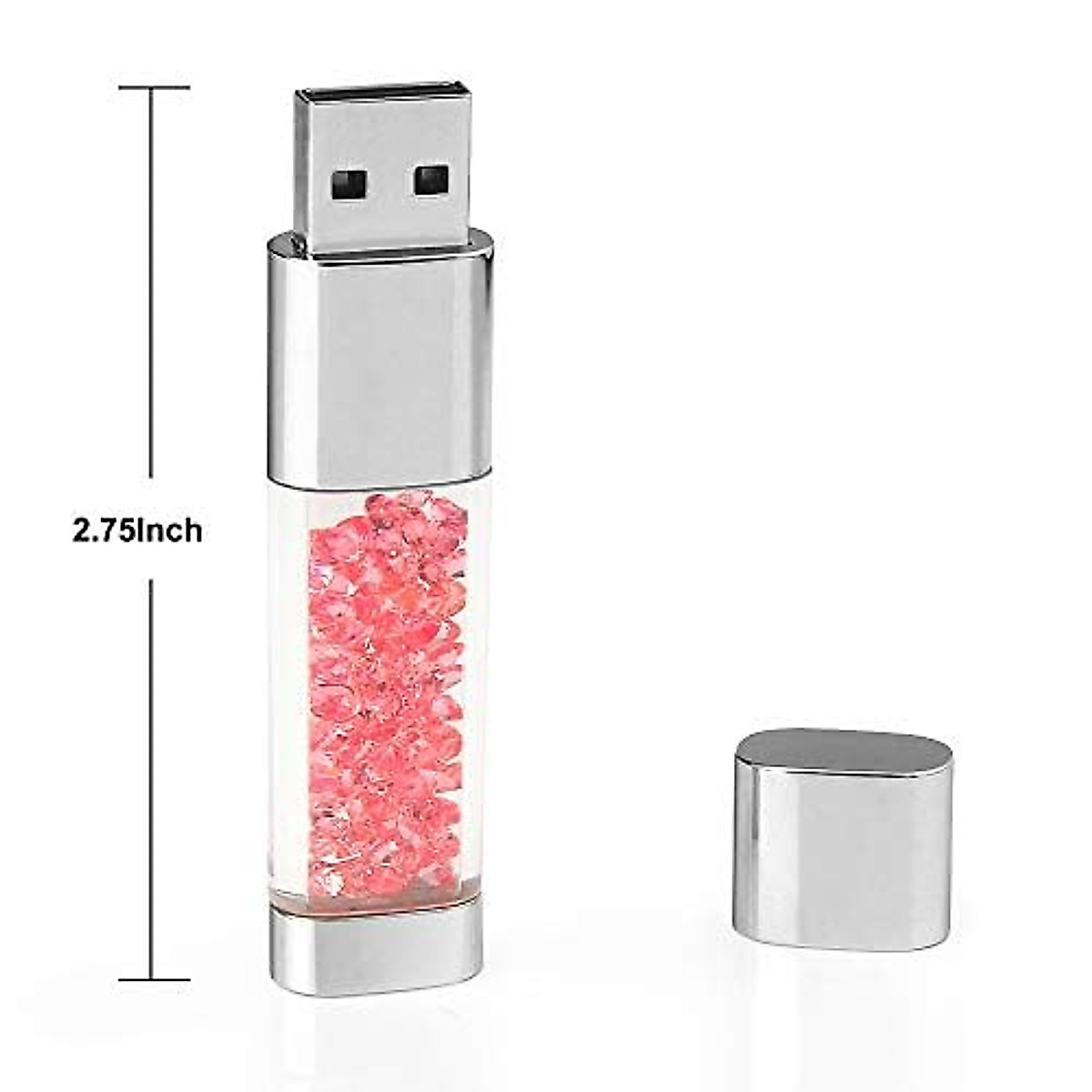 USB Flash Drive 64GB, BorlterClamp Cute Pink Crystal Thumb Drive Novelty Pen Drive Memory Stick
