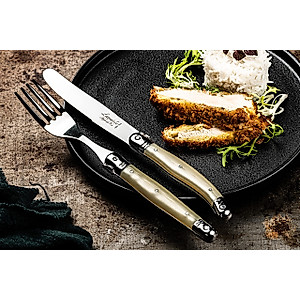 Laguiole Style de Vie flatware, cutlery set, Premium Line, 24 pieces, mother of pearl color