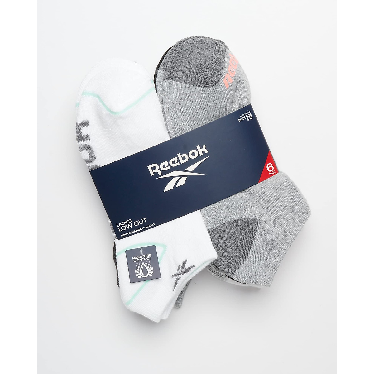 Reebok Women's Low Cut Socks - 6 Pack Performance Cushion Comfort No Show Socks - Breathable Athletic Socks for Women (4-10), Size 4-10, Grey Multi