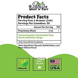 Woof 'n' Purr Constipation Relief for Cats - Cat Constipation Relief - Cat Laxative - Cat Laxative Constipation Relief - Constipation Relief for Cat - Cat Stool Softener - 1 fl oz - (1)