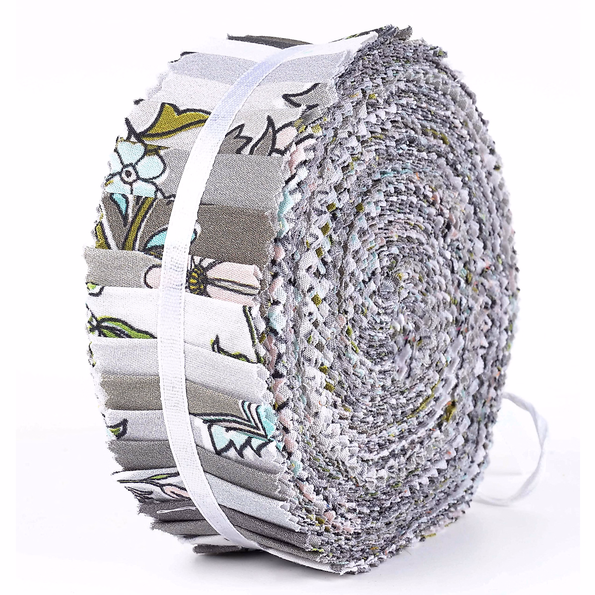 Soimoi 40Pcs Block Print Precut Fabrics Strips Roll Up 1.5x42inches Cotton Jelly Rolls for Quilting - Black