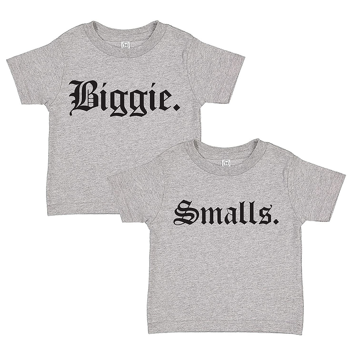 Biggie and Smalls Matching 90's Hip Hop Baby Infant Toddler Tee Shirt (Grey) (Smalls, 6M)