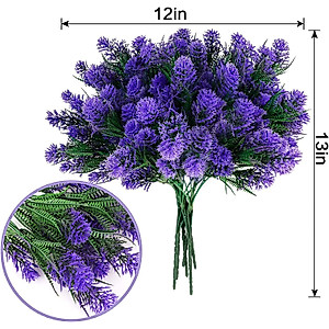 Artificial Fake Flowers, 6 Bundles Large UV Resistant Faux Plastic Greenery Foliage Plants Shrubs for Garden, Wedding, Outside Hanging Planter, Farmhouse Indoor or Outdoor etc Decor