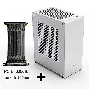 ZZAW A1P Mini-ITX PC Case, Mini Computer Case in Silver Color, Full Aluminum Small Gaming Computer Chassis with 3.0 Dual Reverse PCI Riser Cable