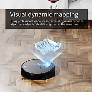TECBOT Robot Vacuum Cleaner with Intelligent Visual Map and Navigation, 2000Pa WiFi/App/Alexa, Self-Charging, Very Suitable for Pet Hair, Carpets, Hard Floors, 150 Minutes Running Time