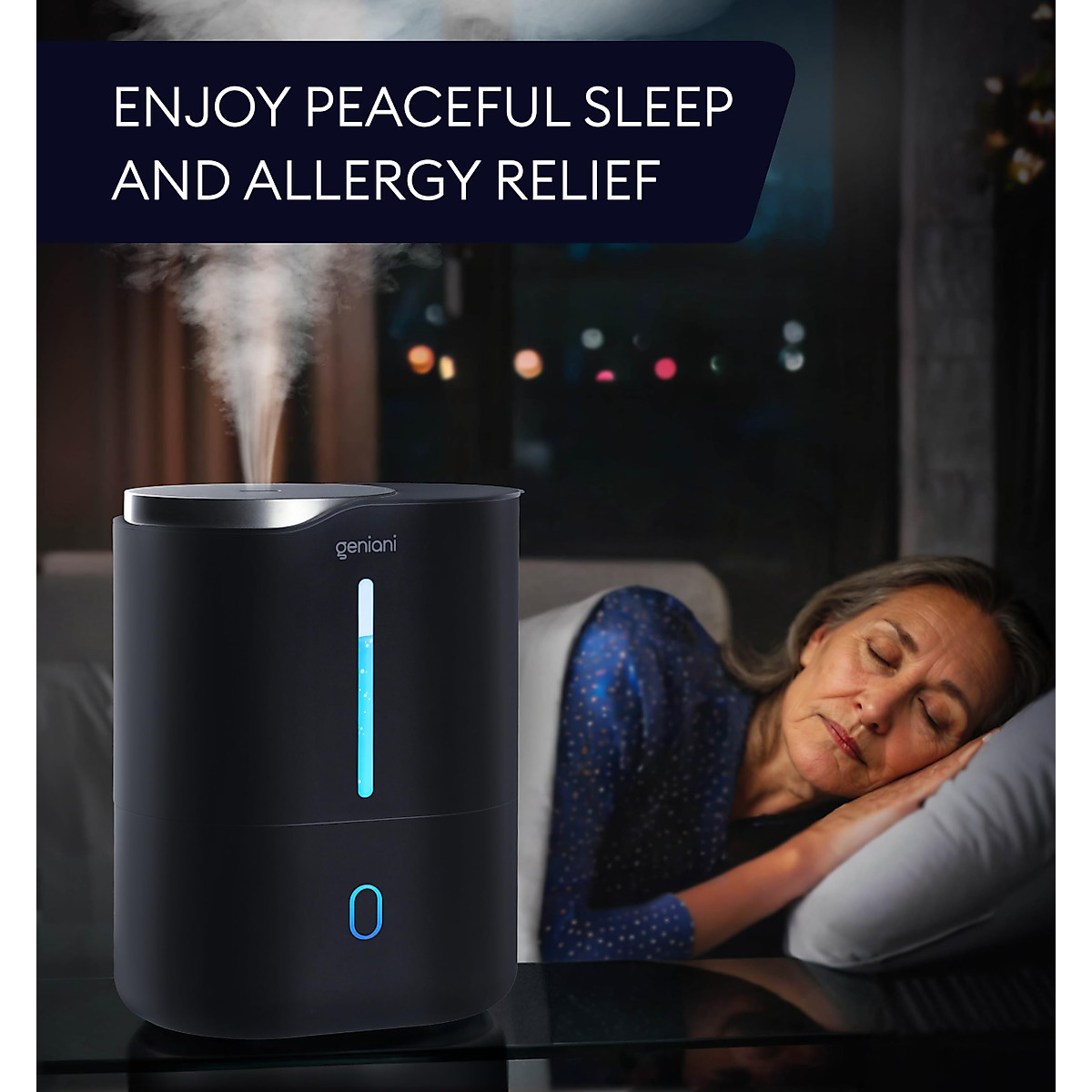 Top Fill Humidifier with Essential Oil Diffuser 4L for Home, Baby, Bedroom, Large Room & Indoor Plants, Cool Mist Ultrasonic Quiet Air Humidifiers, Automatic Humidity Control, Night Light (Black)