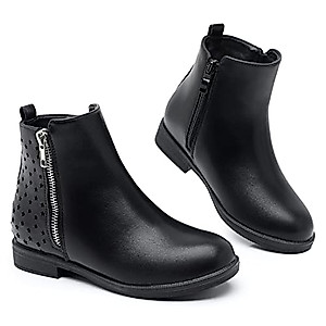 Apakowa Kids Girls Chelsea Boots Fashion Combat Boots Side Zipper Booties (Little Kid/Big Kid)