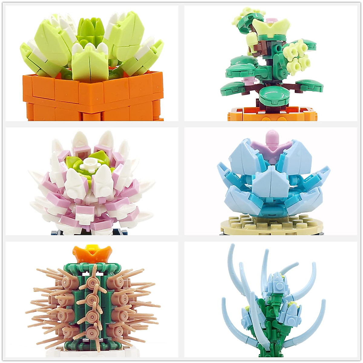6 Flowers Succulents Building Set, Attractive Flowers Bouquet Plant Building Blocks Compatible with Lego, Pretty Bonsai Tree Botanical Collection Project Gift for Adults, Kids (503Pcs)