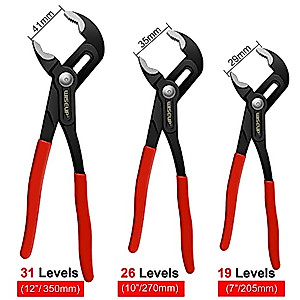 WISEUP Groove Joint Pliers Set with Fast Adjustable Pliers 7 Inch & 10 Inch Water Pumper Pliers Smooth Jaw Tongue and Groove Pliers Wrench for Channel Home Repair Gripping Nuts Bolts Pipe